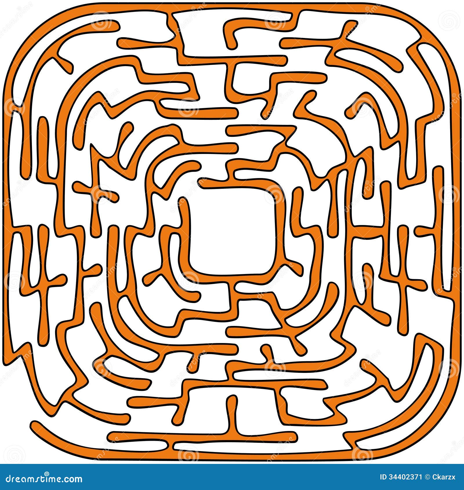 Orange round maze stock vector. Illustration of mystery - 34402371