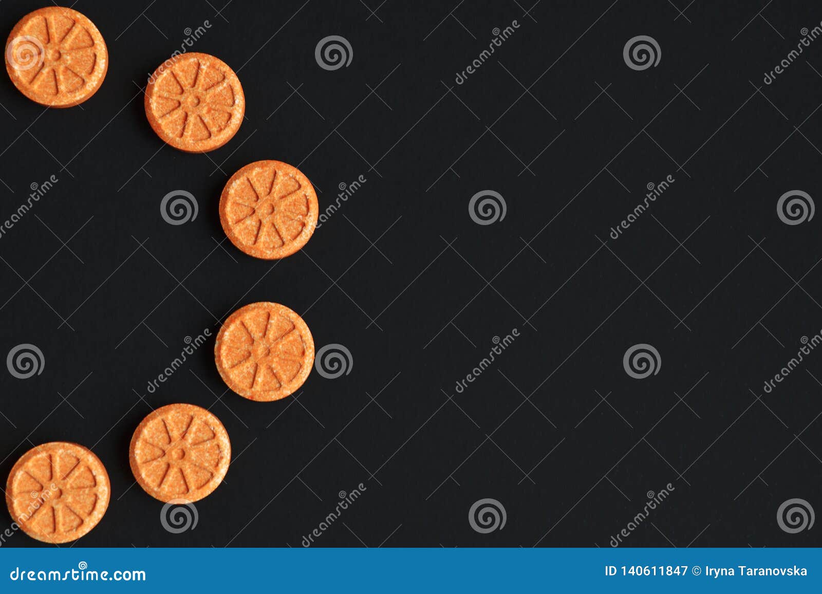 Orange Round Tablets in the Form of an Orange Lie in the Form of a ...