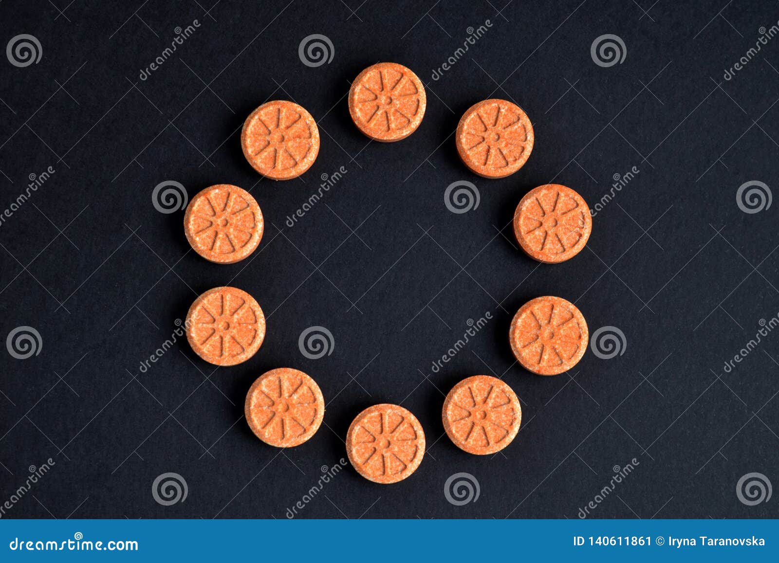 Orange Round Tablets in the Shape of an Orange Lie in the Shape of a ...