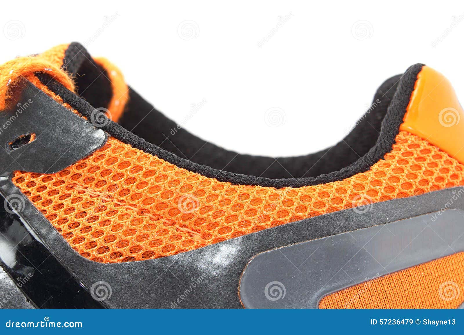 Orange running shoe side stock image. Image of activity - 57236479