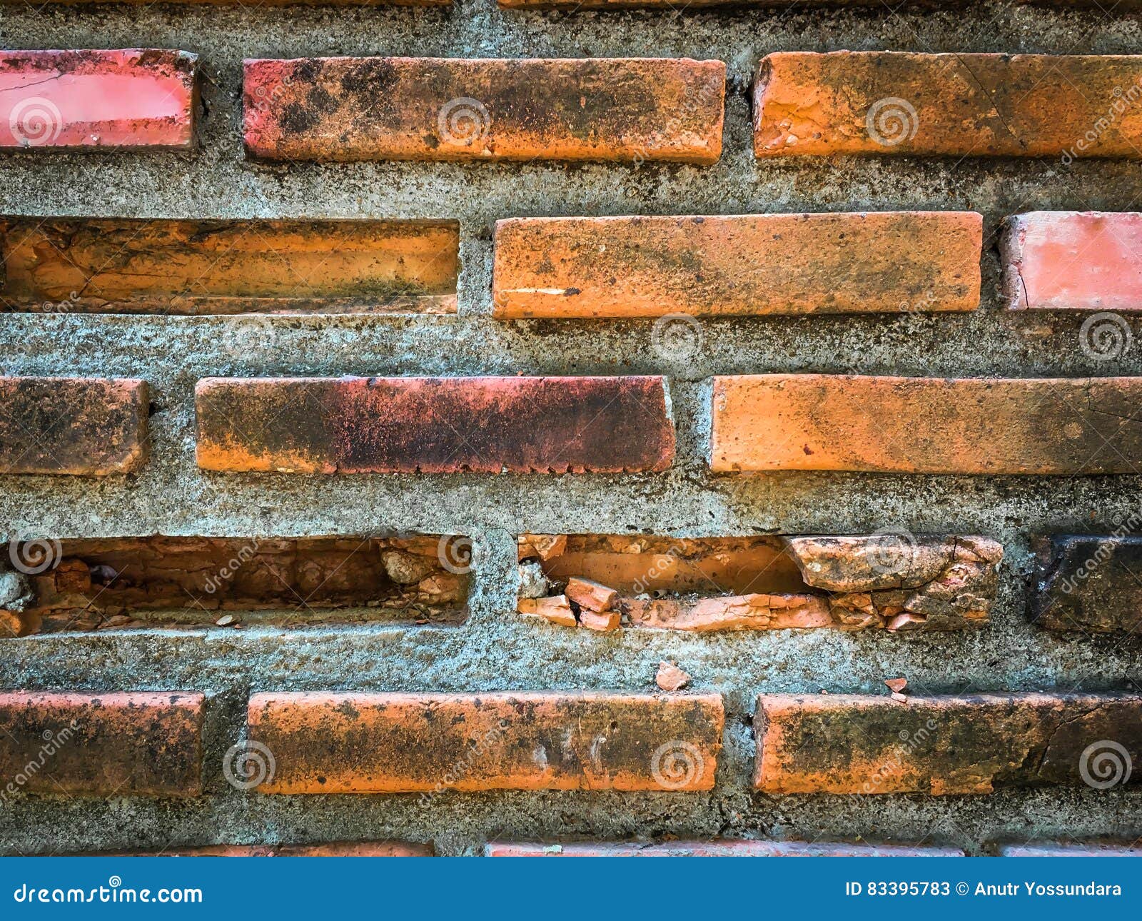 Orange Rustic Brick Wall for Background. Stock Image - Image of aged ...