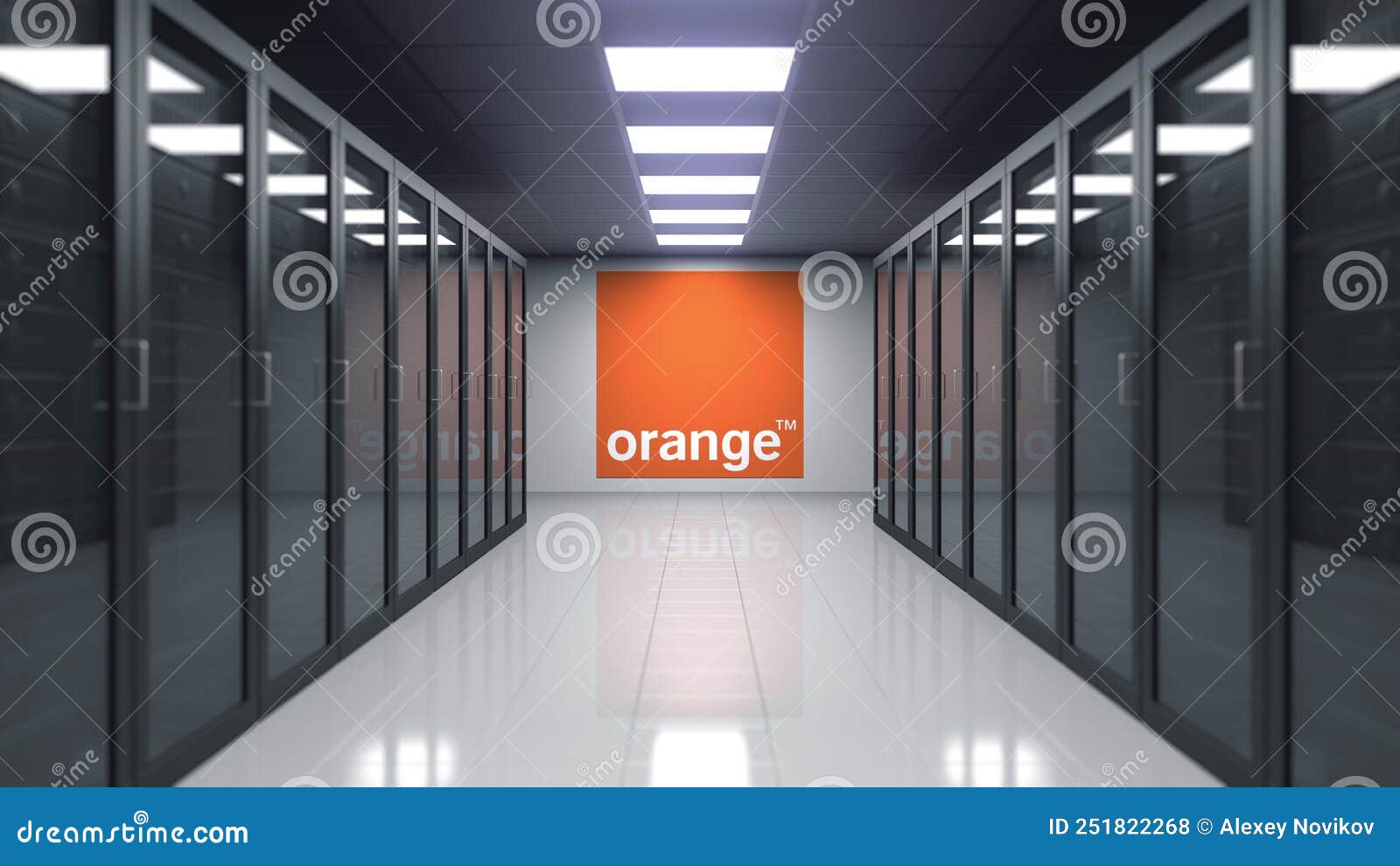Orange S.a. Logo on the Wall of the Server Room. Editorial 3D Rendering ...