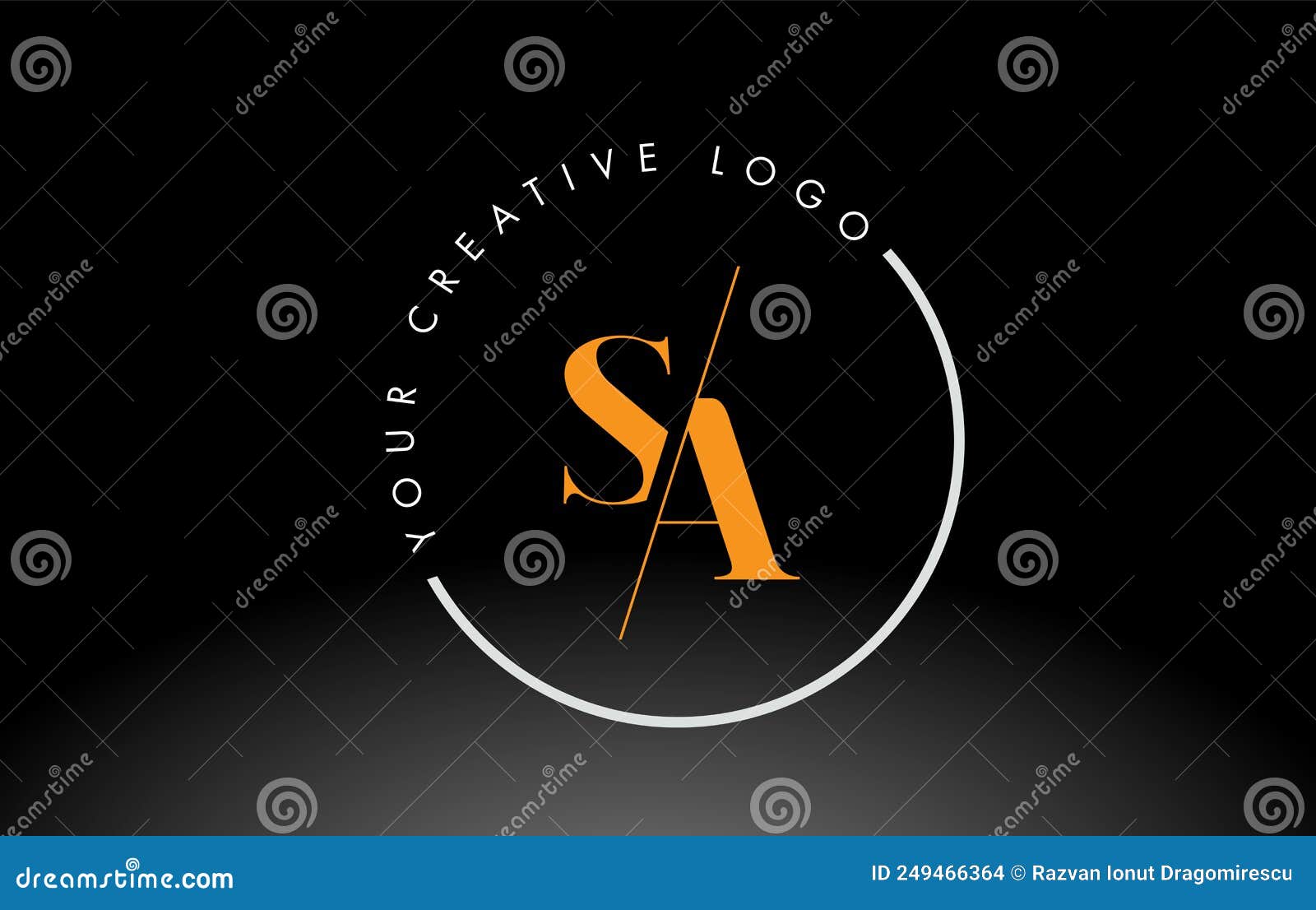 Orange SA Serif Letter Logo Design with Creative Intersected Cut Stock ...