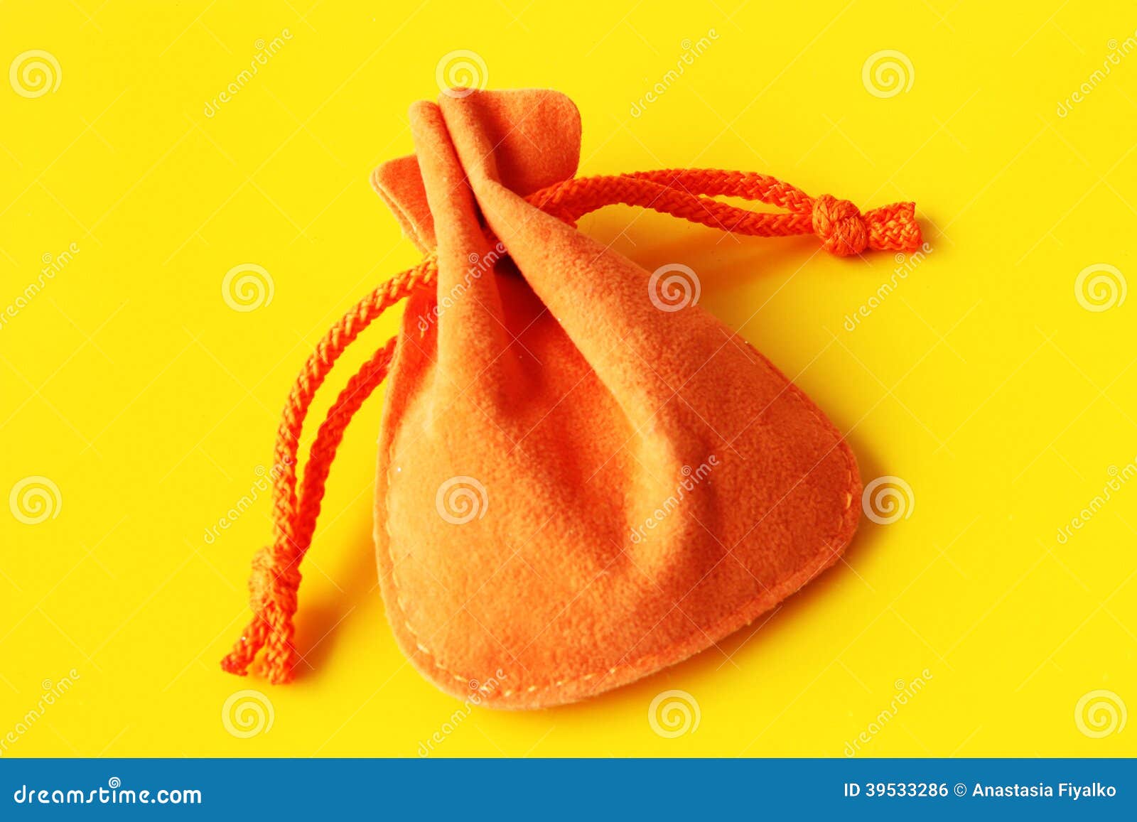 Orange Sack for Gifts on Yellow Background Stock Photo - Image of ...
