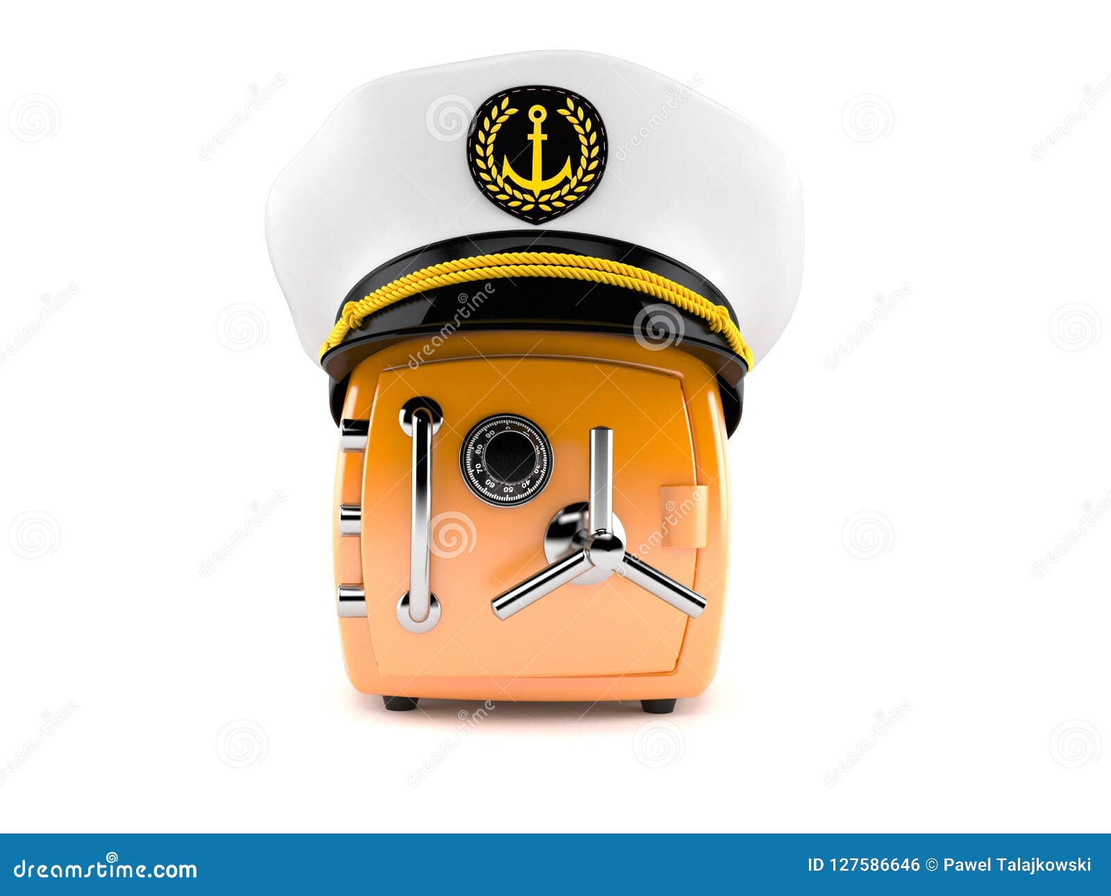 Orange Safe with Captain`s Hat Stock Illustration - Illustration of ...