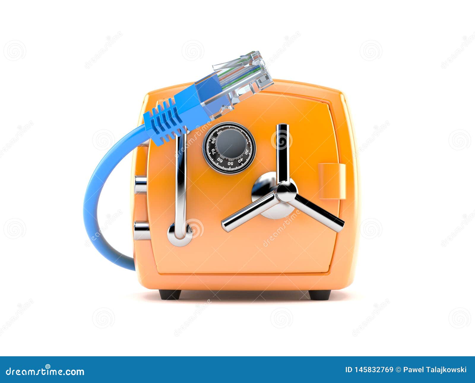 Orange Safe with Network Cable Stock Illustration - Illustration of ...