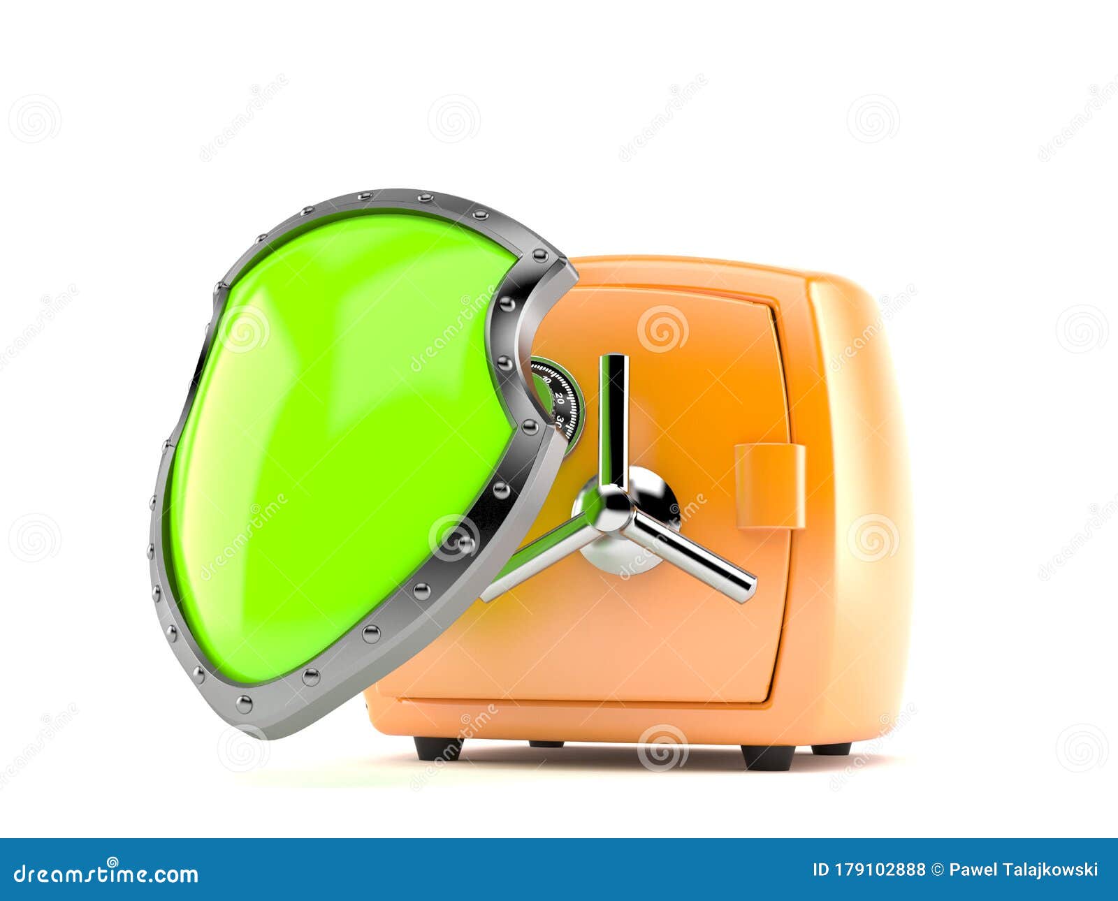 Orange Safe with Protective Shield Stock Illustration - Illustration of ...