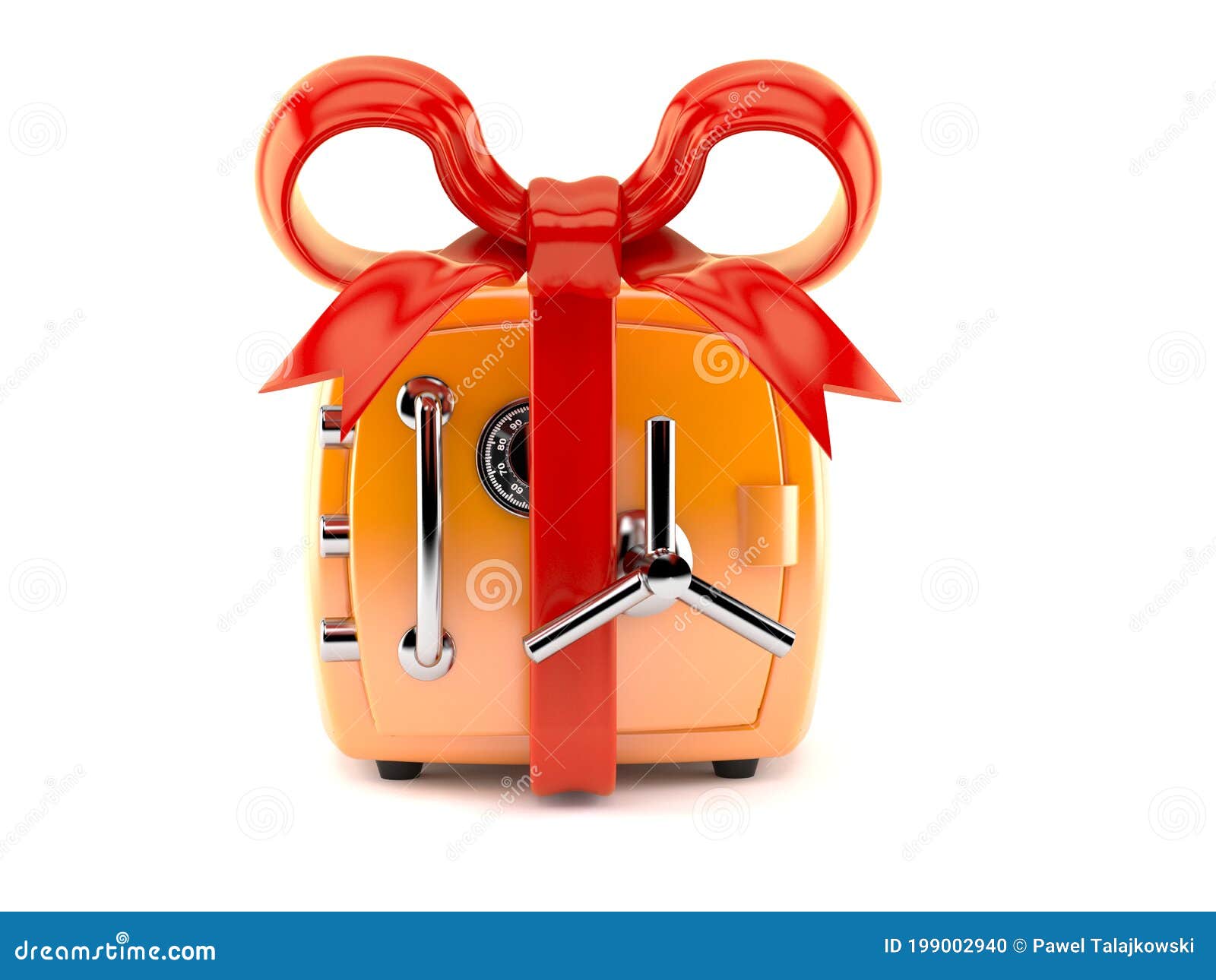 Orange Safe with Red Ribbon Stock Illustration - Illustration of ...