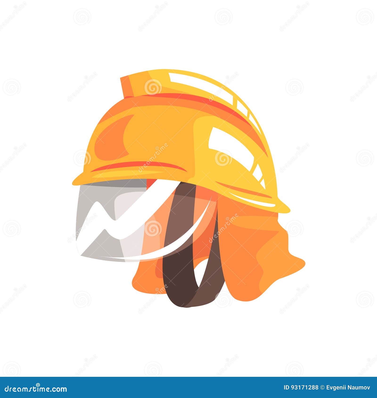 Fireman In Orange Uniform With Hosepipe And Ladder Working Vector ...