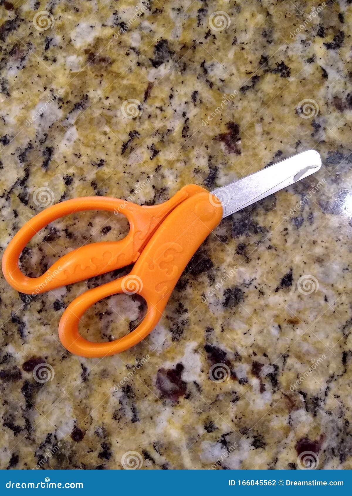 Orange Safety Scissors on a Marble Surface Stock Photo - Image of ...