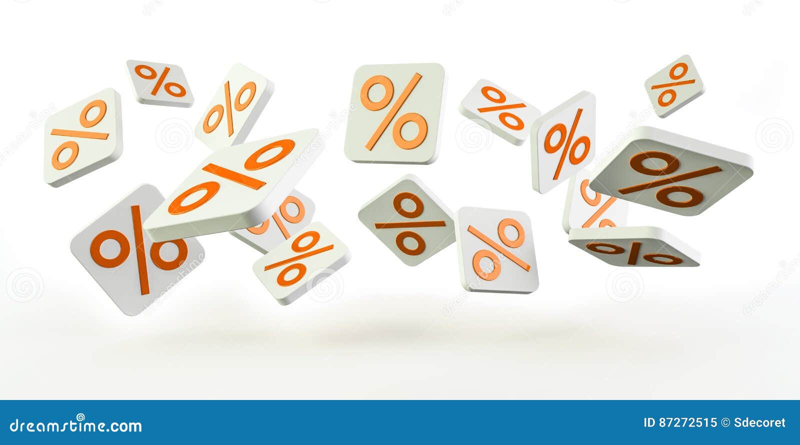 Orange Sales Icons Floating in the Air 3D Rendering Stock Illustration ...