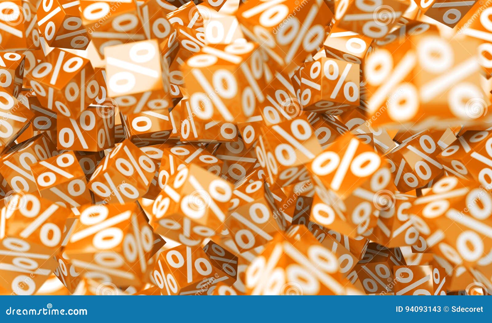 Orange Sales Icons Floating in the Air 3D Rendering Stock Illustration ...