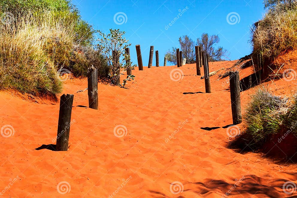 Orange Sandy Path Going Uphill in Australian Outback Stock Image ...