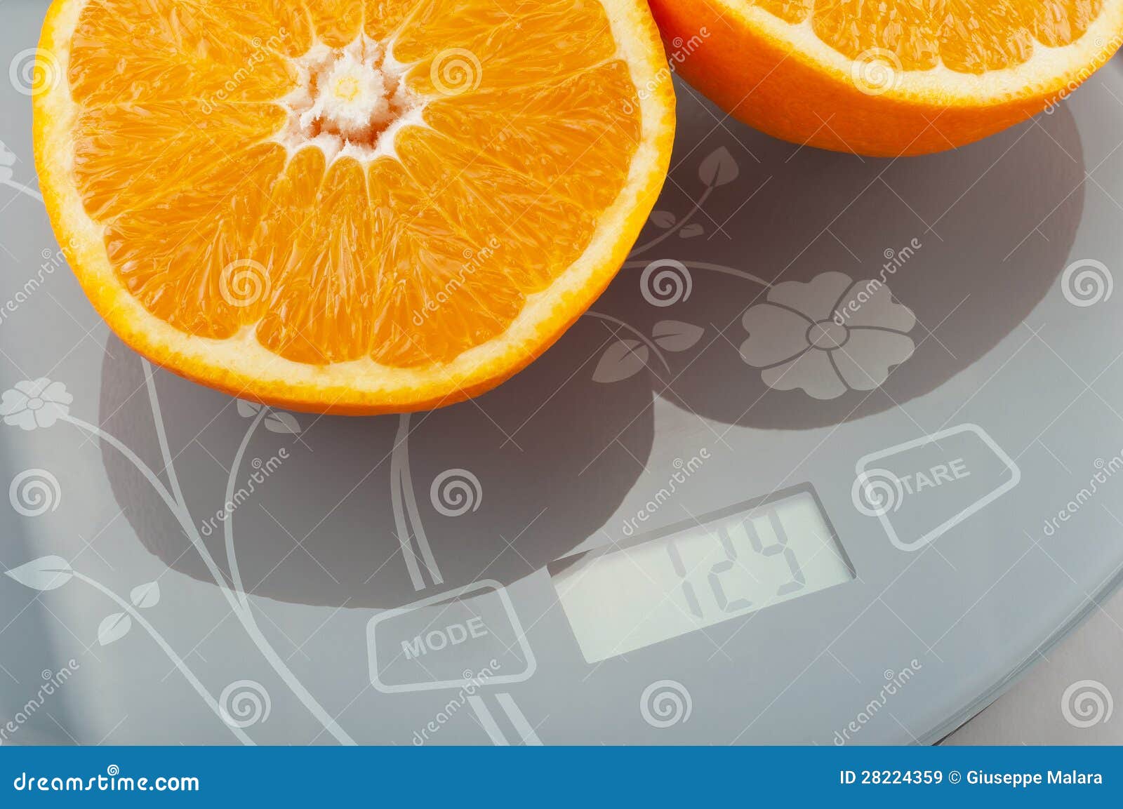 Orange on the scale. stock image. Image of freshness - 28224359