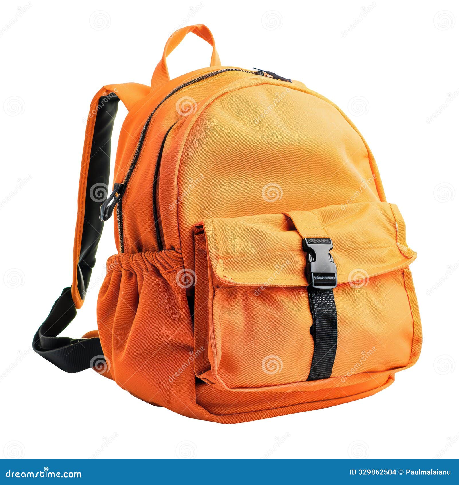 Orange School Backpack Isolated on Transparent Background. Stock Photo ...