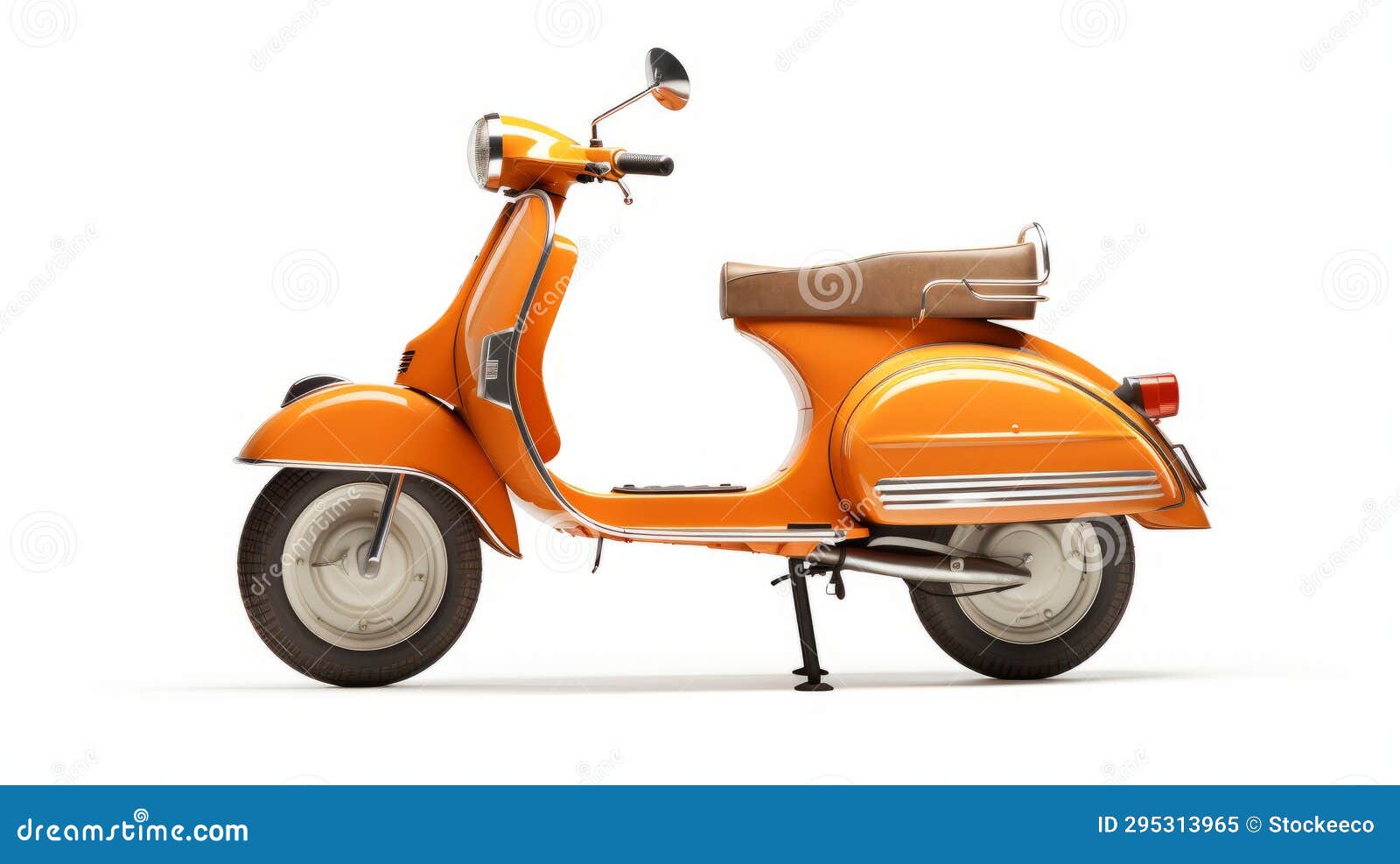 Vintage Elegance: Exquisite Orange Scooter on White Background Stock ...