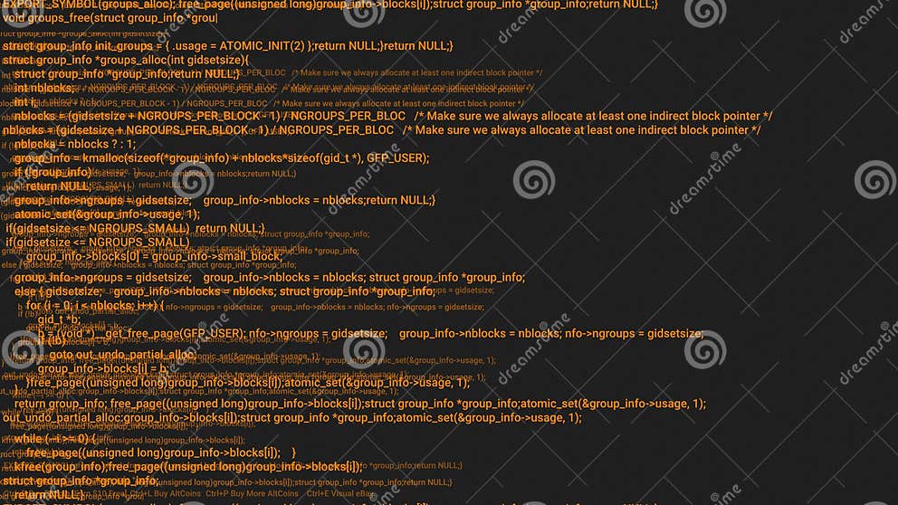Orange Screen Coding Hacker Concept Animation with Glitch. Programming Code Typing Error. Stock ...