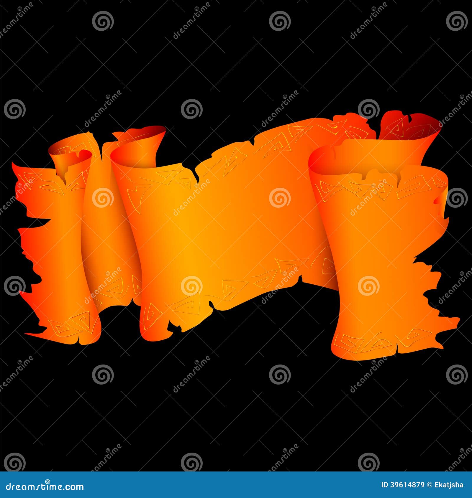 Orange Scroll with Yellow Pattern Stock Vector - Illustration of line ...