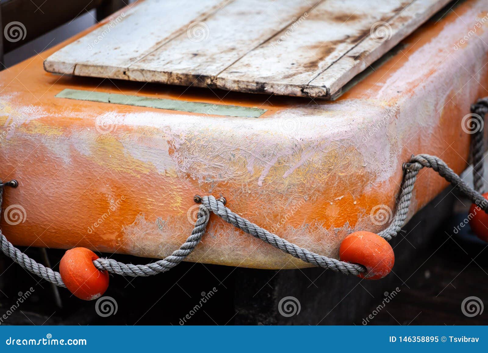 Orange sea floating buoy. stock image. Image of rope - 146358895
