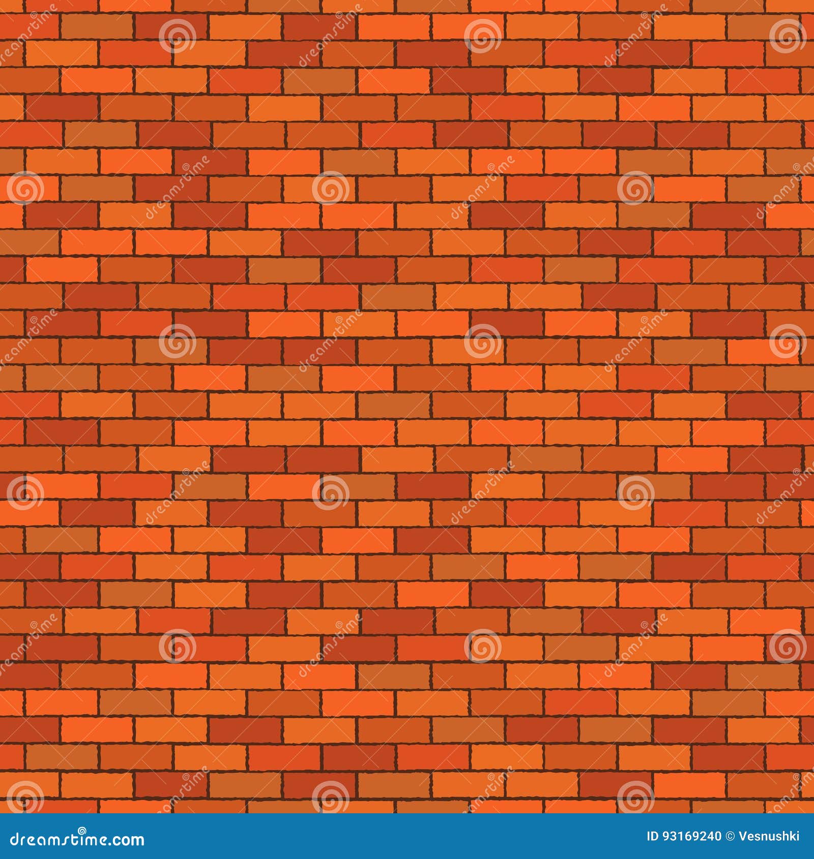 Orange Seamless Brick Wall, Pattern Stonework Background Stock Vector ...