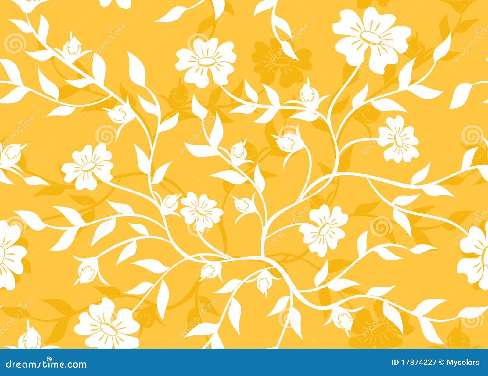 Orange Seamless Floral Texture - Vector Stock Vector - Illustration of ...