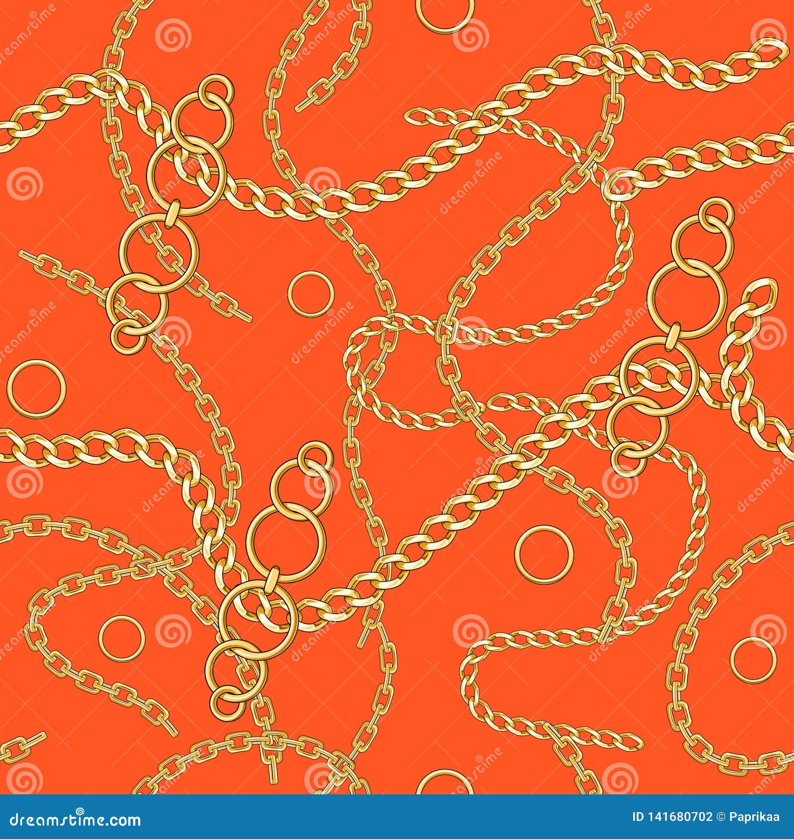 Orange Seamless Pattern Chain Stock Vector - Illustration of golden ...