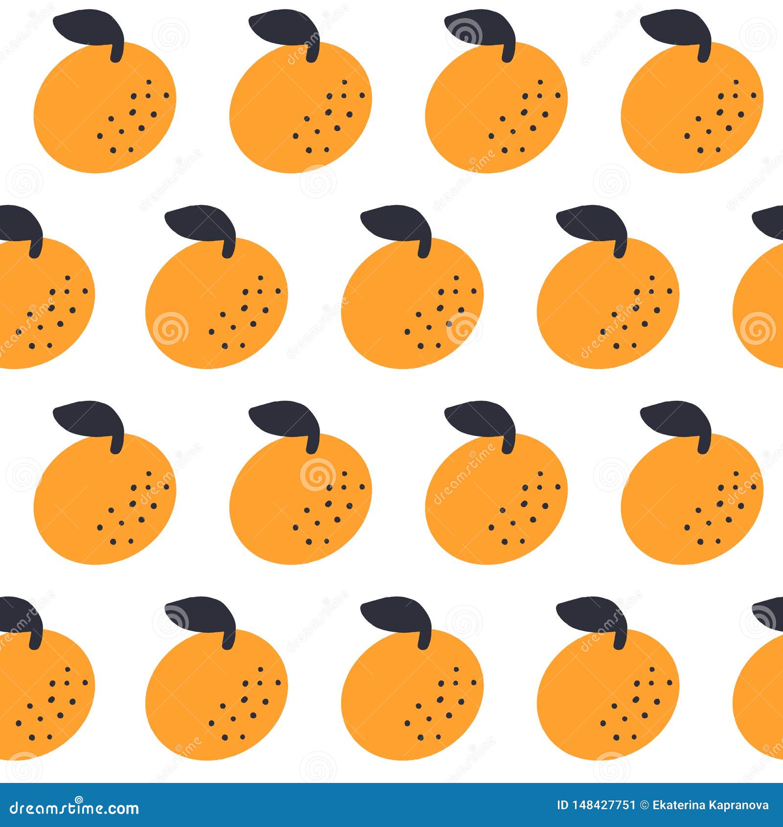 Orange Seamless Pattern. Vector Cartoon Illustration. Textile Design ...