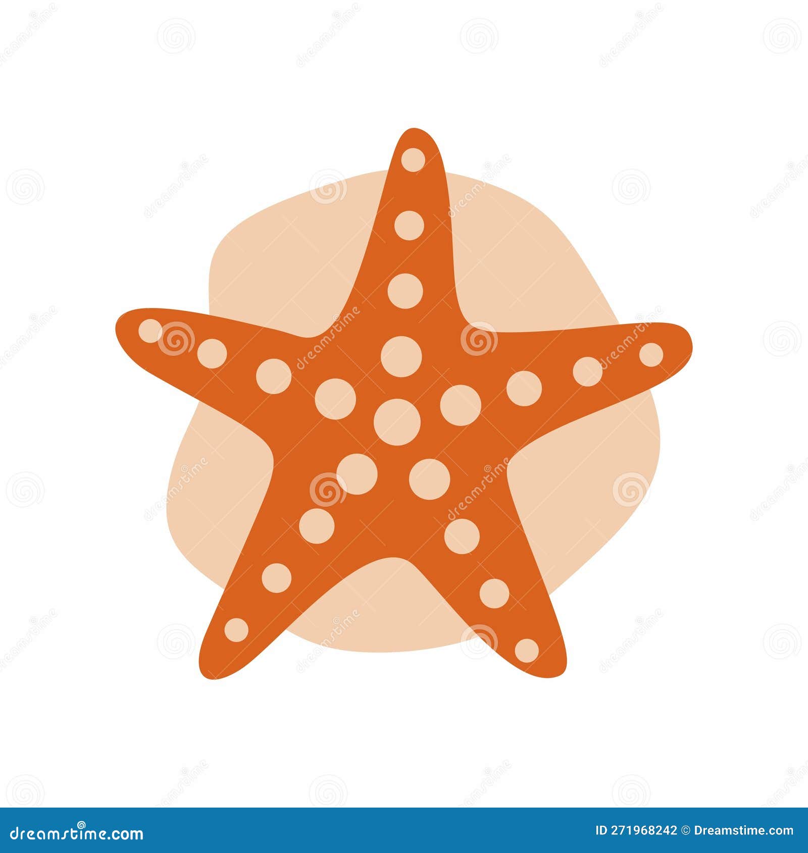 Orange Seastar Hand Drawn Cartoon Style Stock Vector - Illustration of ...