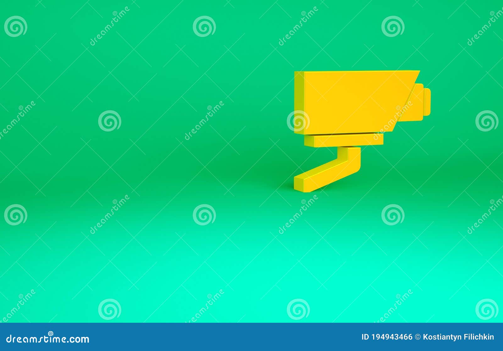 Orange Security Camera Icon Isolated on Green Background. Minimalism ...