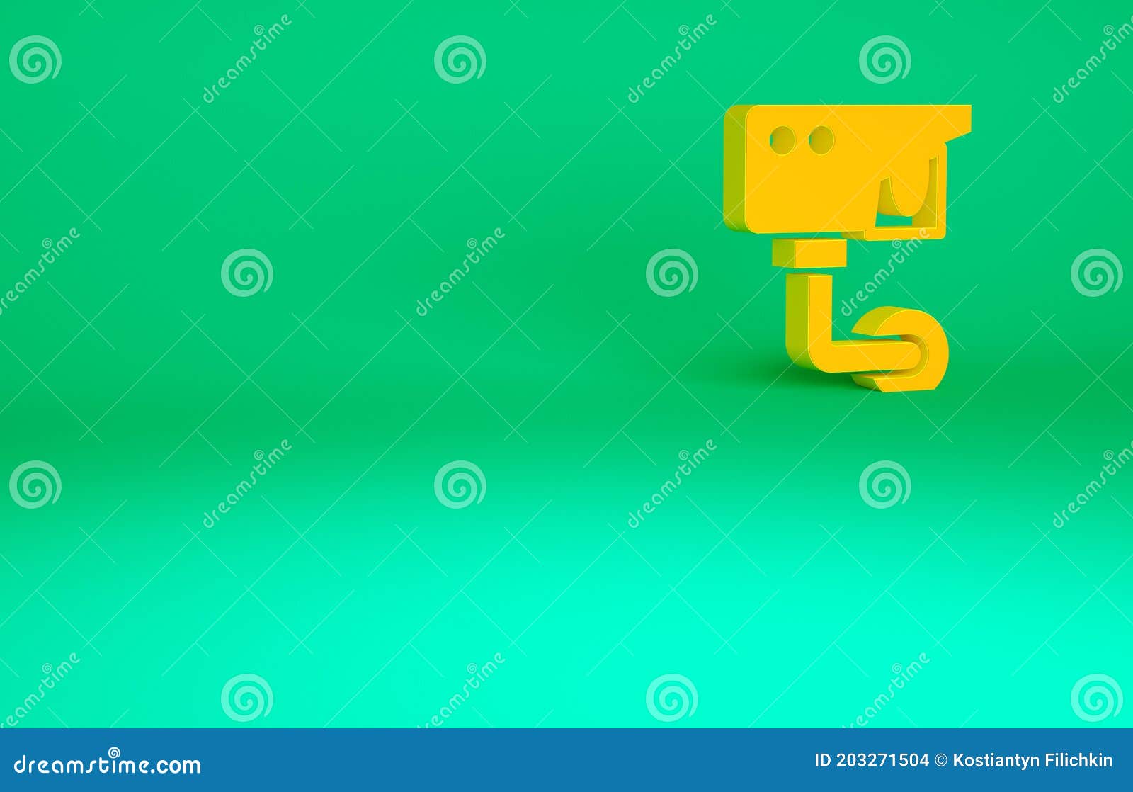 Orange Security Camera Icon Isolated on Green Background. Minimalism ...