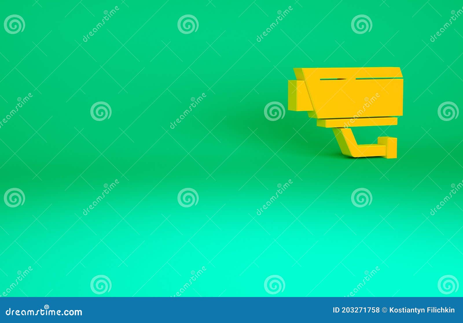 Orange Security Camera Icon Isolated on Green Background. Minimalism ...