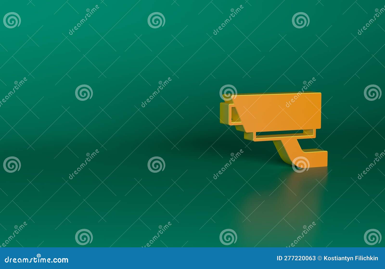 Orange Security Camera Icon Isolated on Green Background. Minimalism ...