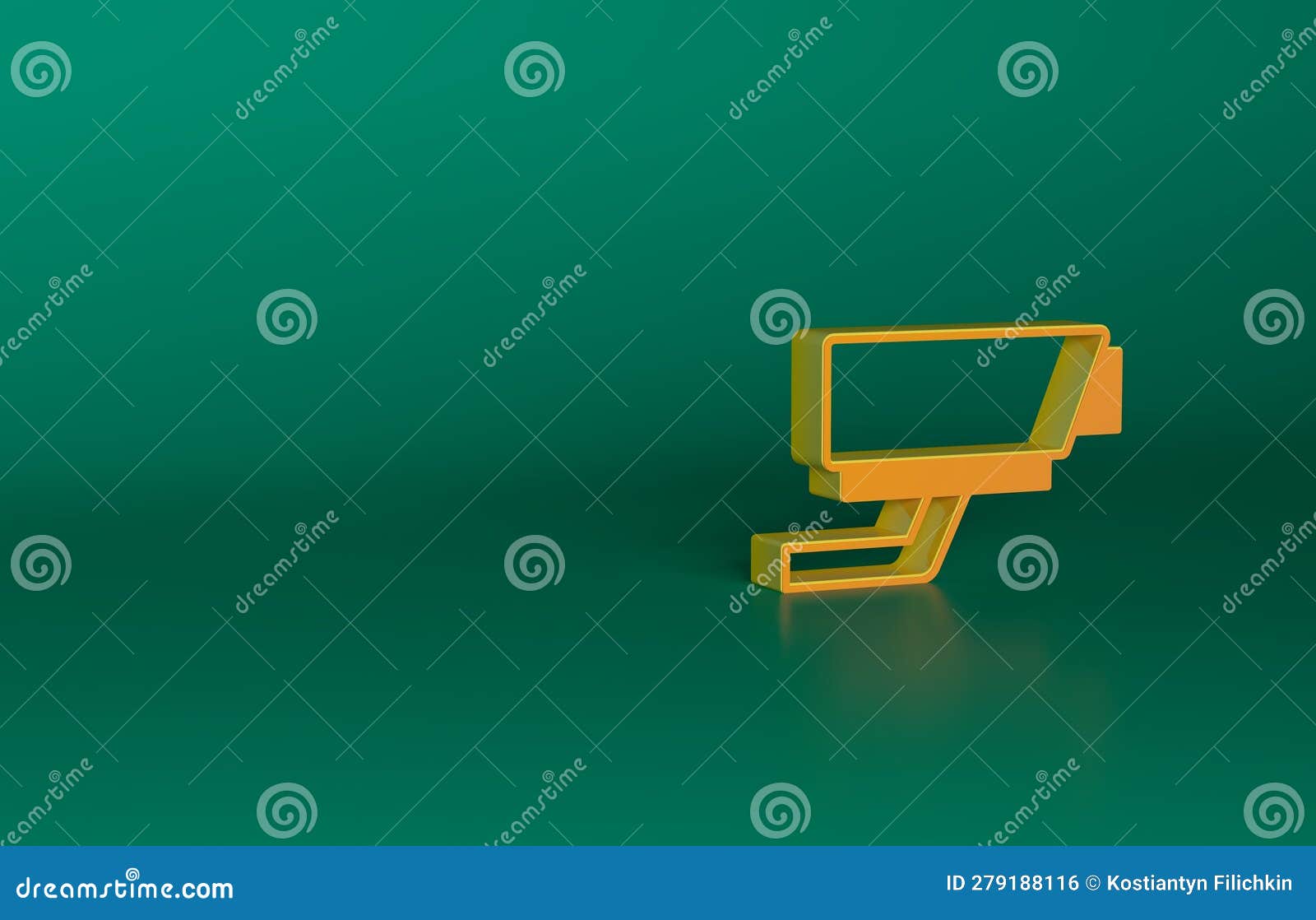 Orange Security Camera Icon Isolated on Green Background. Minimalism ...