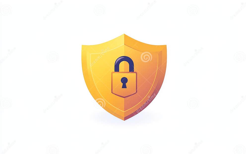 Orange Security Shield Digital Lock on White Background Representing ...