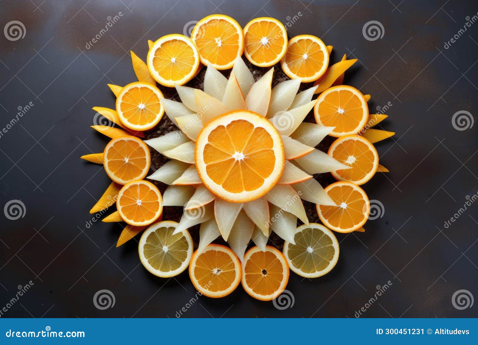 Orange Segments Cut and Assembled into a Sun Shape Stock Image - Image ...