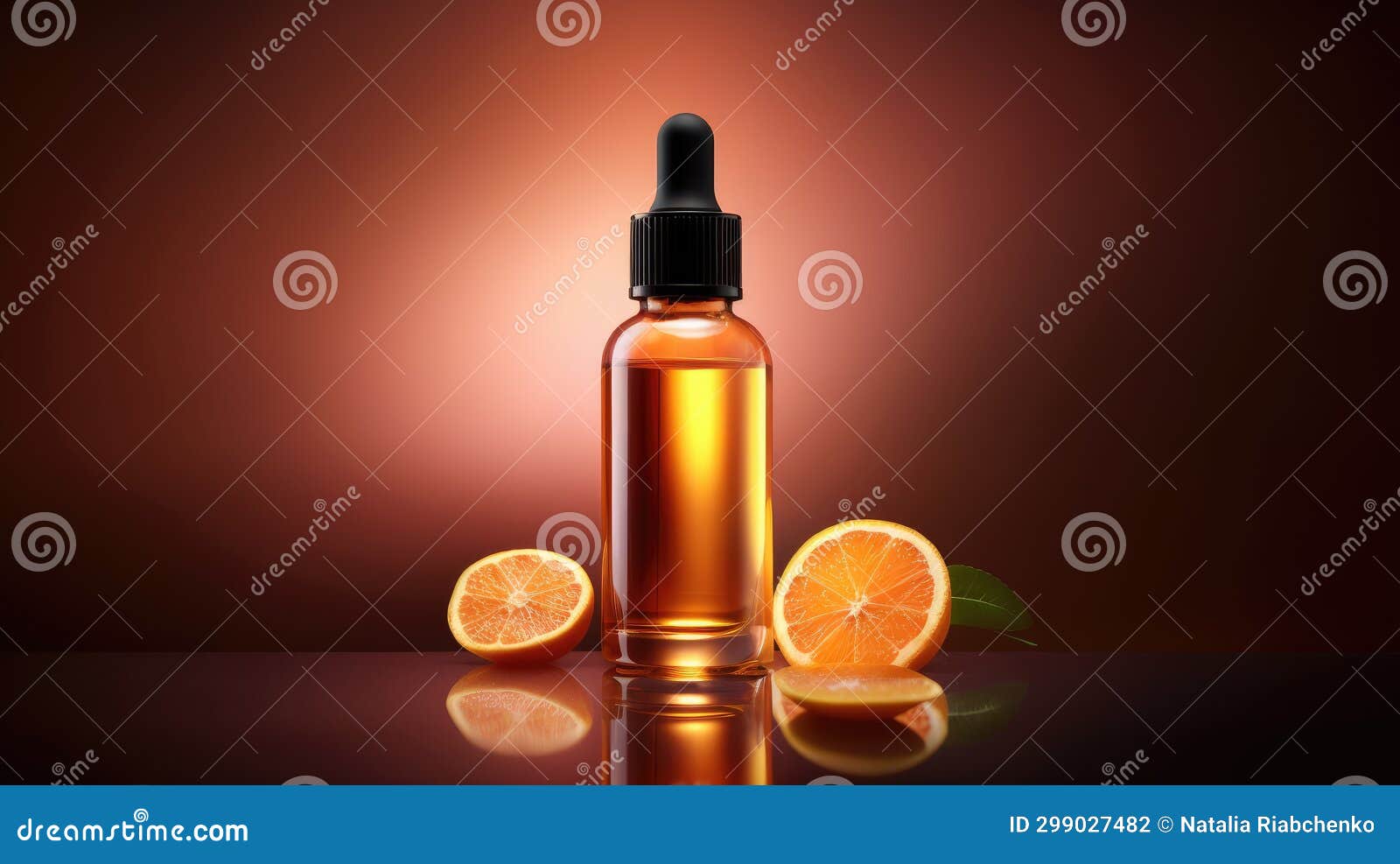 Orange Serum Surrounded by Pieces of Fruit. Cosmetic Container with ...