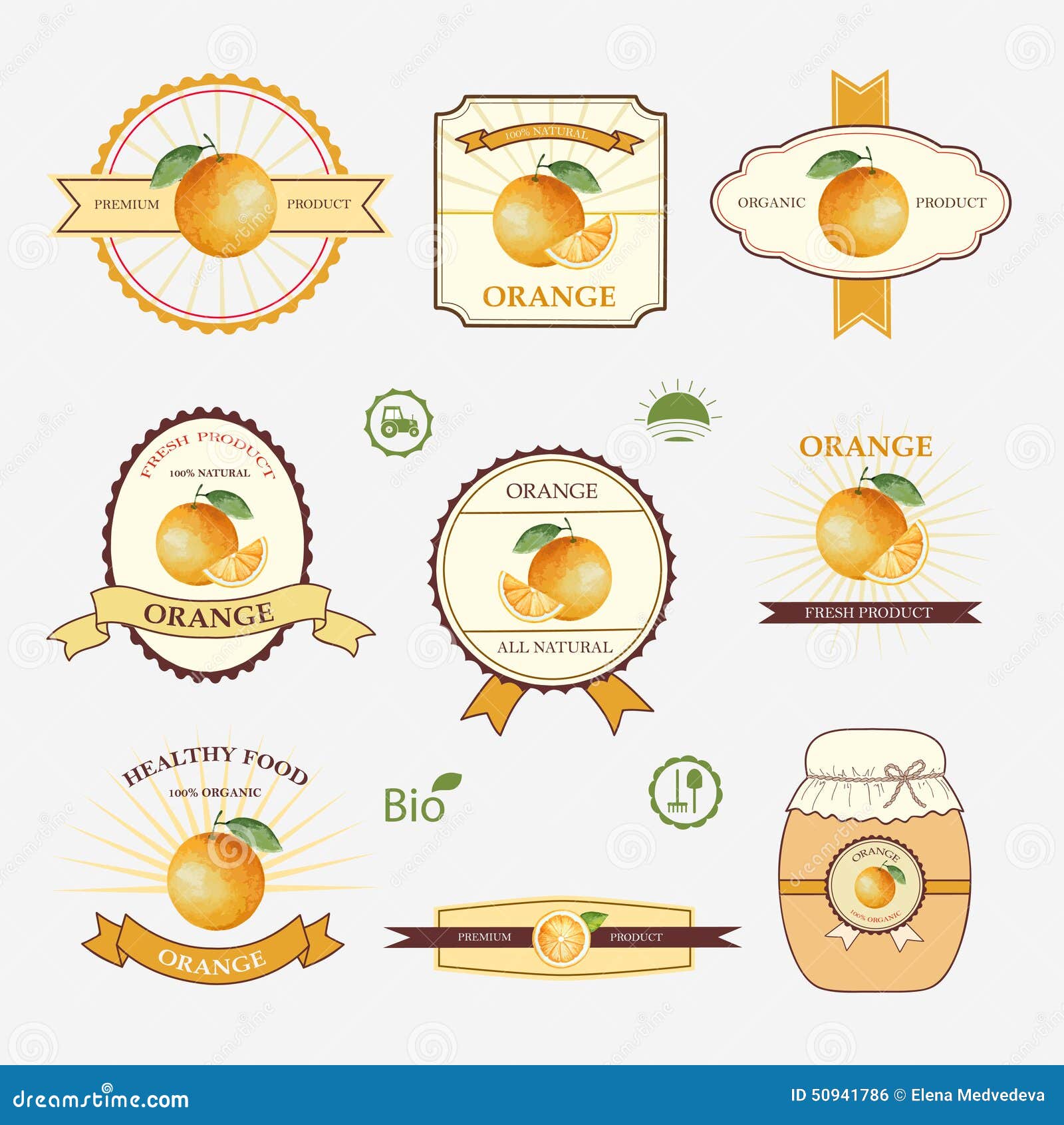 Orange, Set of Label Design Stock Vector - Illustration of orange ...