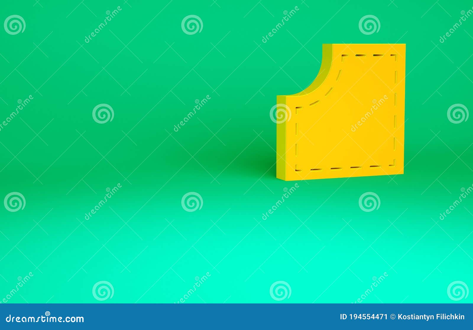 Orange Sewing Pattern Icon Isolated on Green Background. Markings for ...