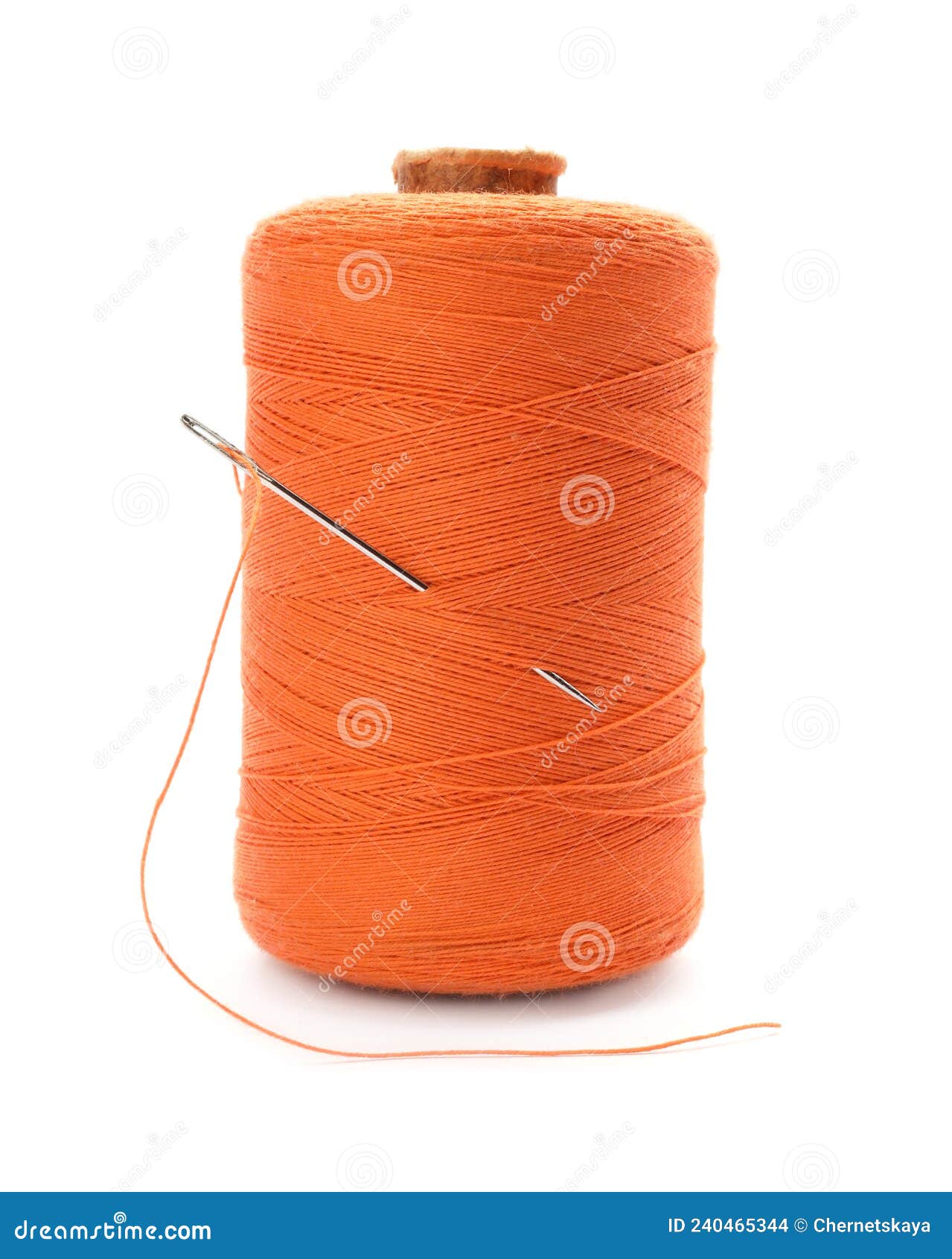 Orange Sewing Thread with Needle on White Background Stock Photo ...