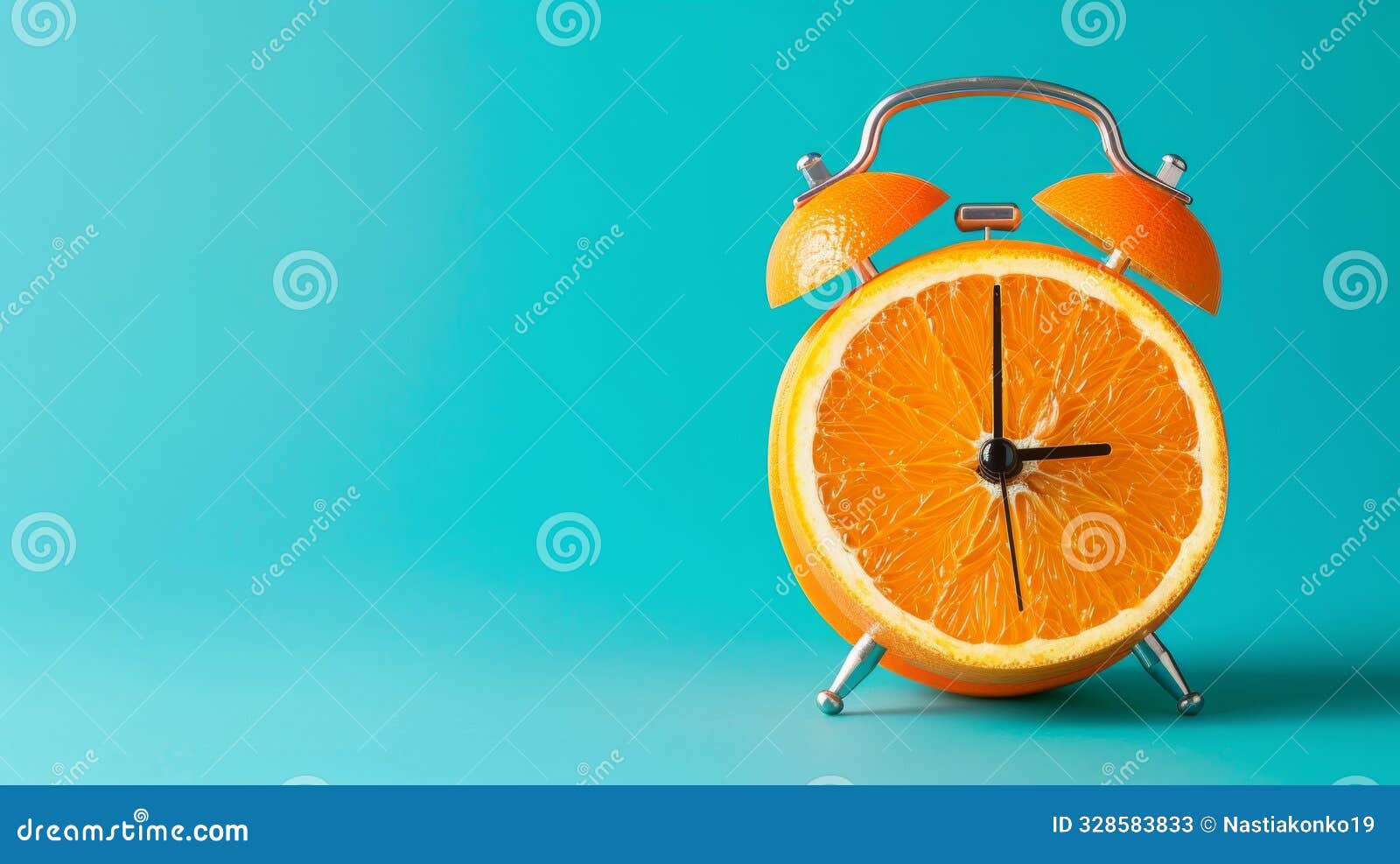 Orange Shaped Alarm Clock on Blue Background. Creativity and Time ...