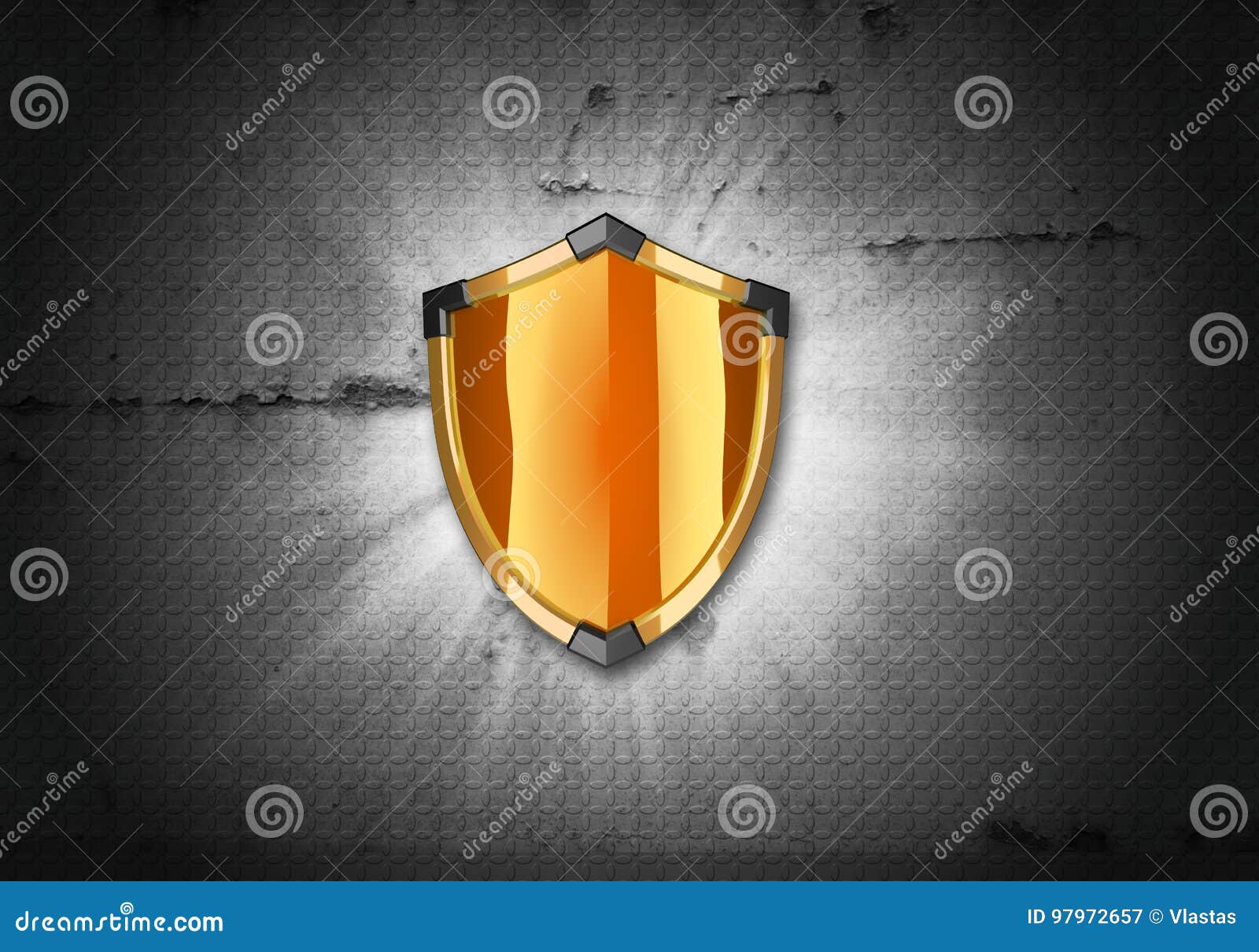 Orange Shield on the Dark Background Stock Illustration - Illustration ...