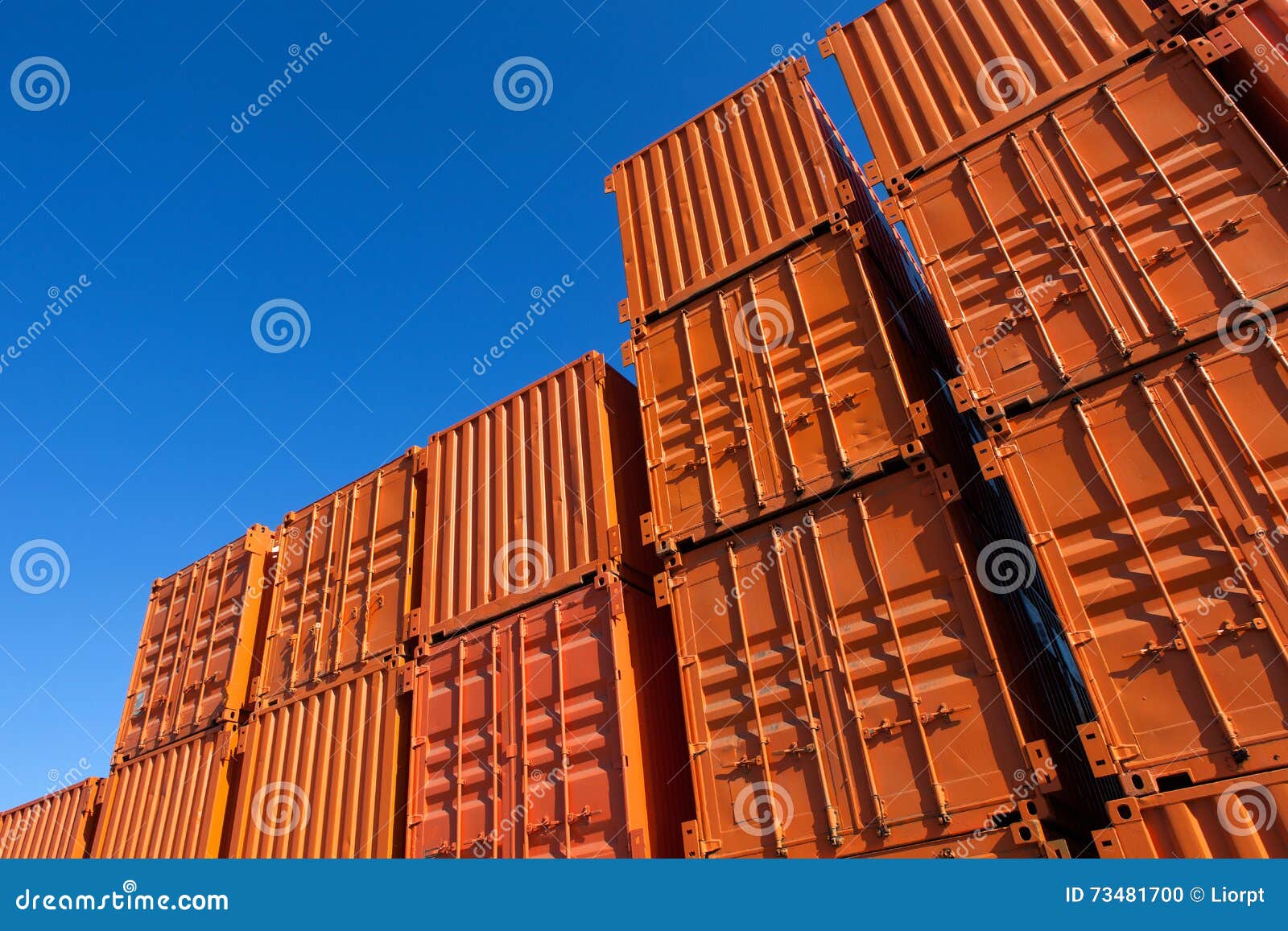 Orange shipping containers stock photo. Image of transport - 73481700