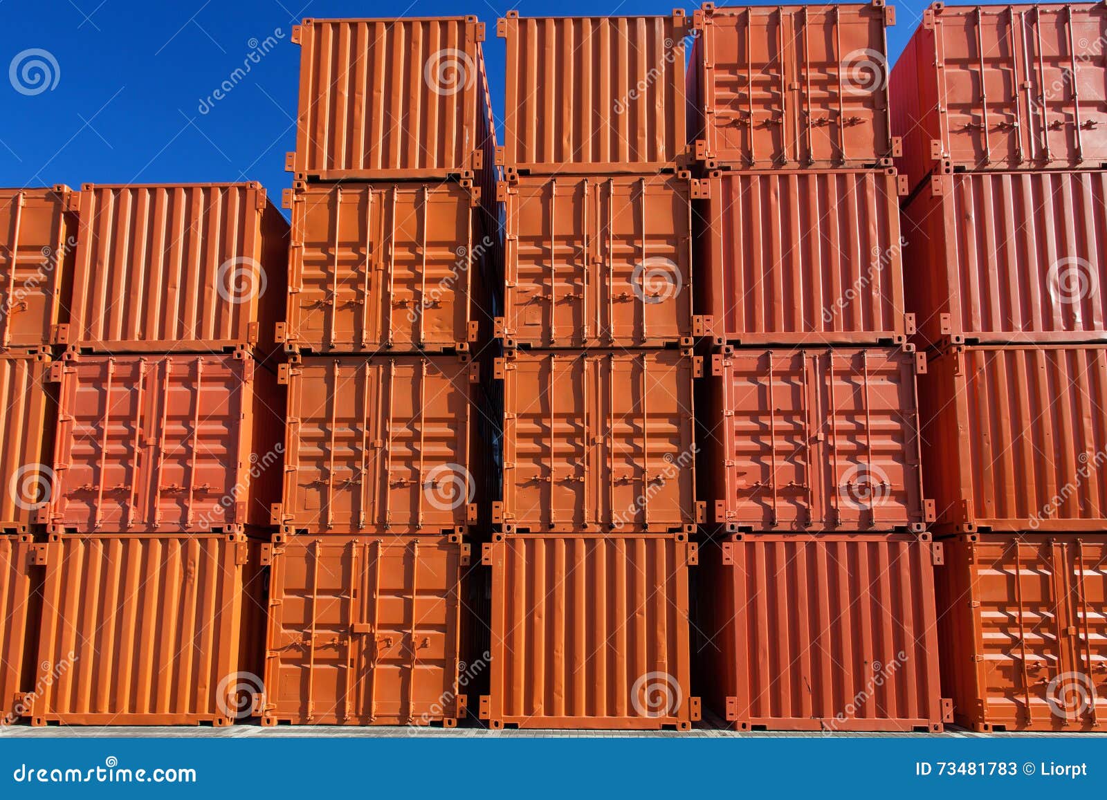 Orange shipping containers stock image. Image of cargo - 73481783
