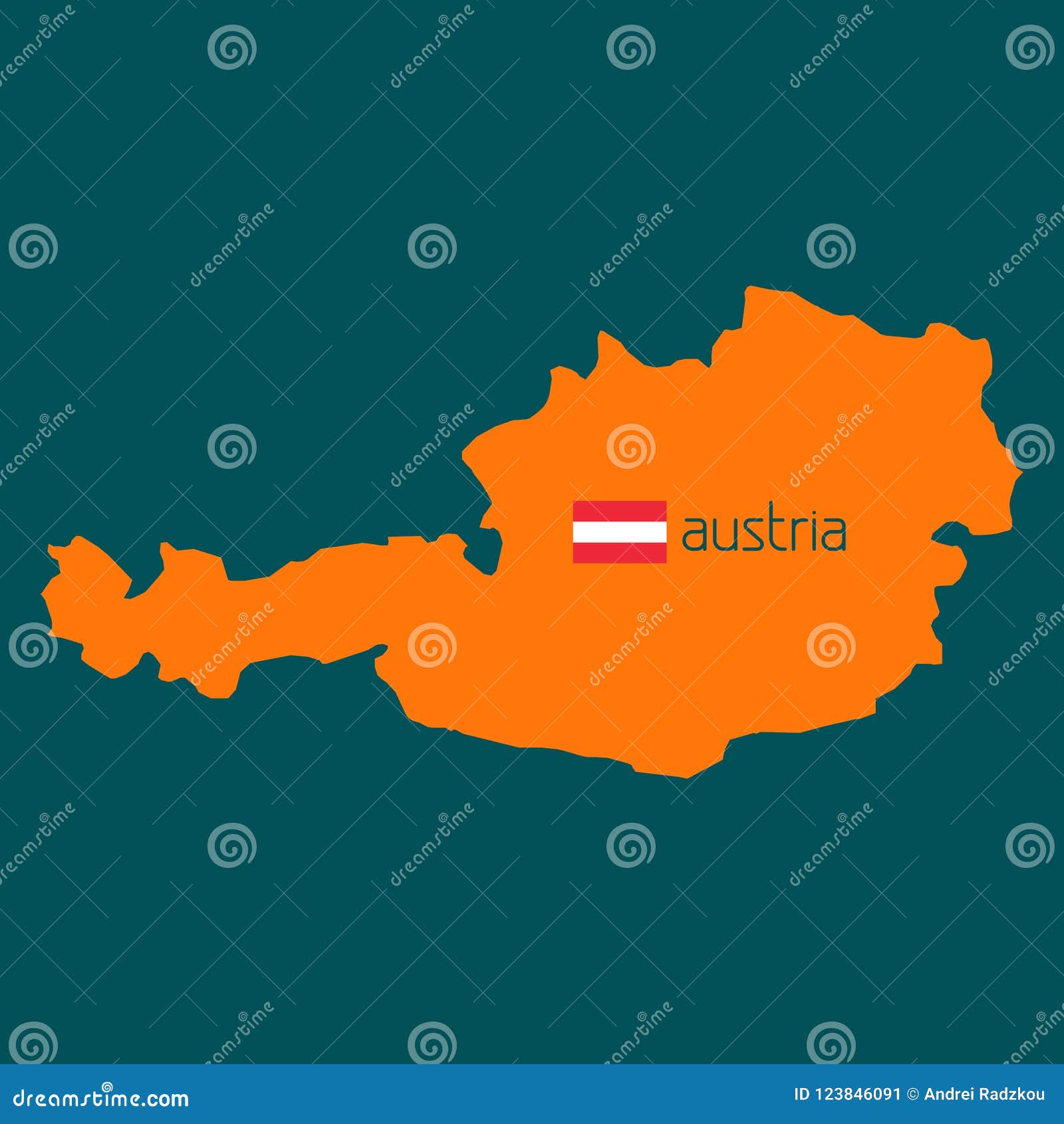 Orange Silhouette of Austria with Flag. Vector Stock Vector ...