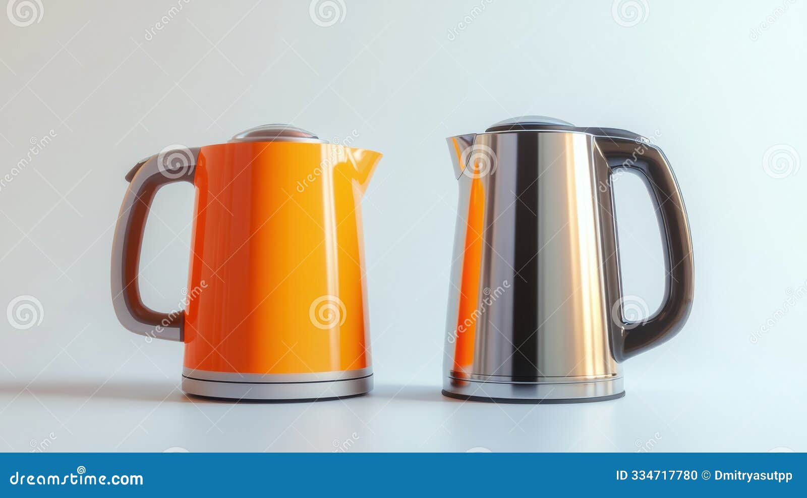 Orange And Silver Electric Kettles On A White Surface For Modern ...