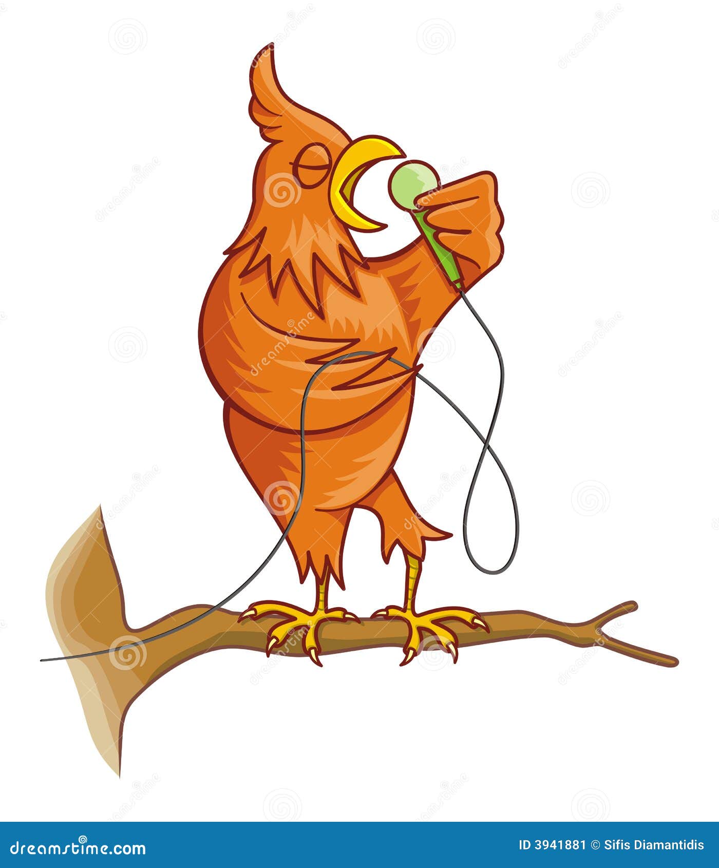 Orange singing canary bird stock vector. Illustration of microphone ...