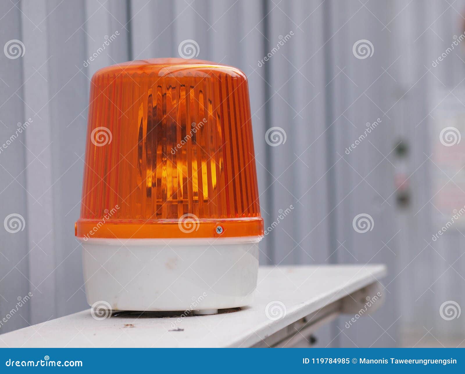 Orange Siren Light in Construction Side on Safety Sign Stock Image ...