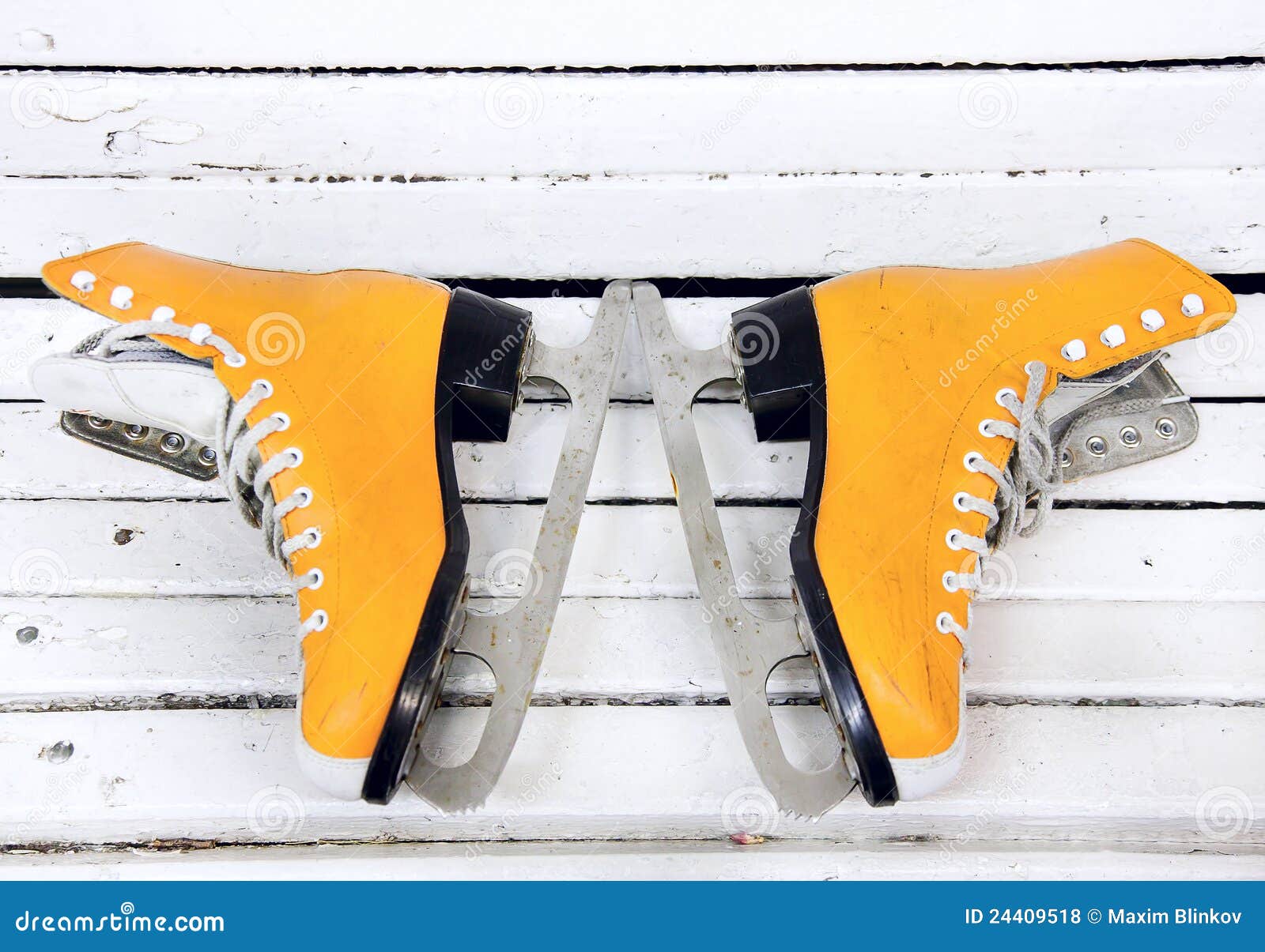 Orange skates stock photo. Image of bench, sportive, seasonal - 24409518