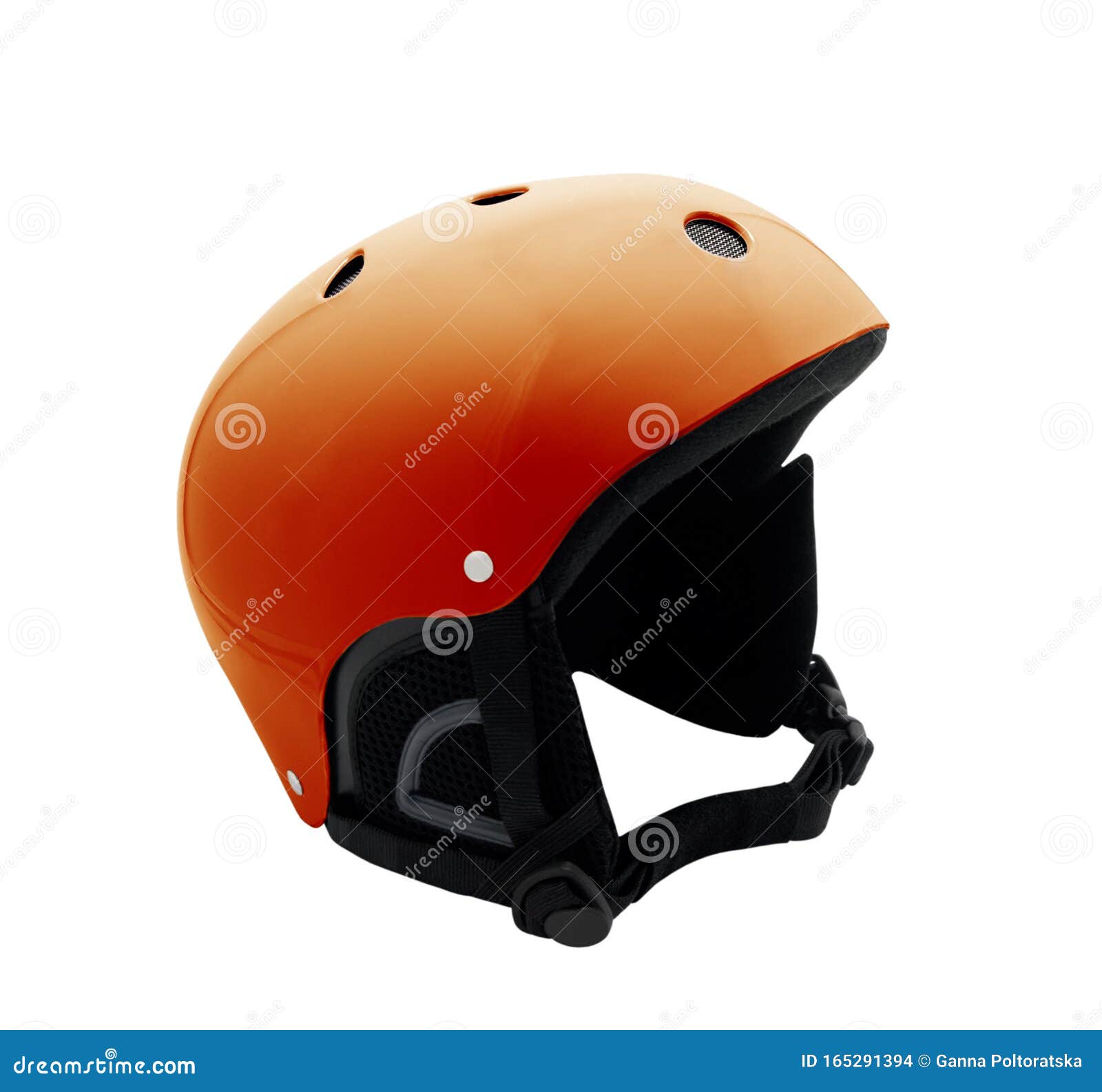 Orange ski helmet stock photo. Image of closeup, orange - 165291394