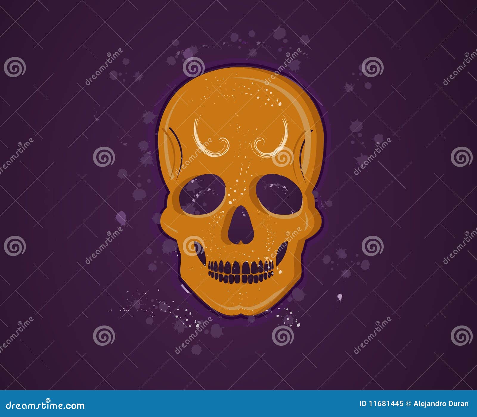 Orange skull stock vector. Illustration of human, death - 11681445